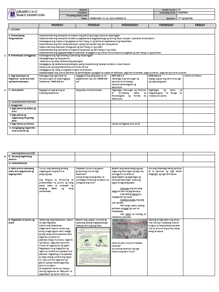 DLL - Filipino 6 - Q3 - W3 | PDF