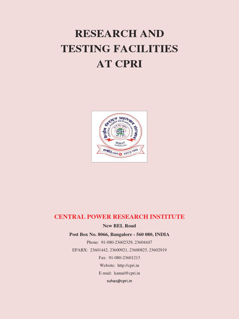 CPRI Research & Testing Facilities | PDF | Transformer | Fuse (Electrical)