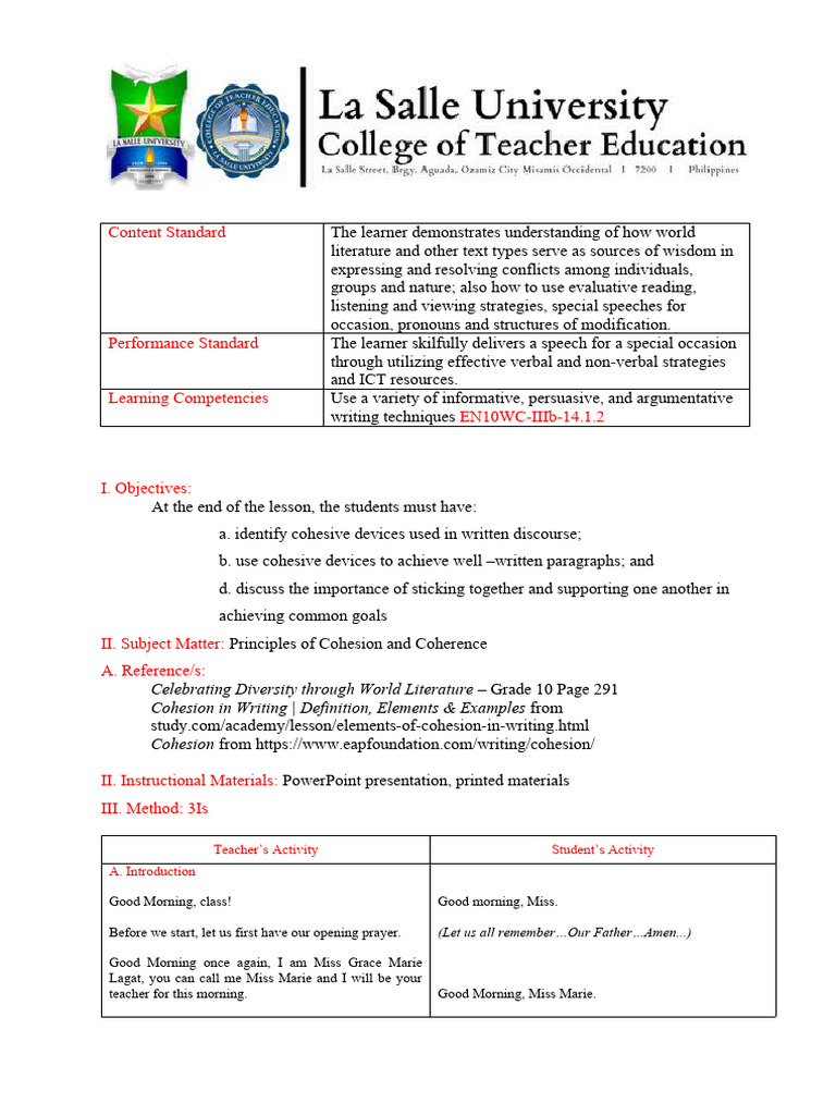 Principles of Cohesion and Coherence | PDF