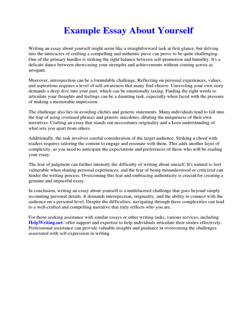 Example Essay About Yourself | PDF | King Lear | Climate Change