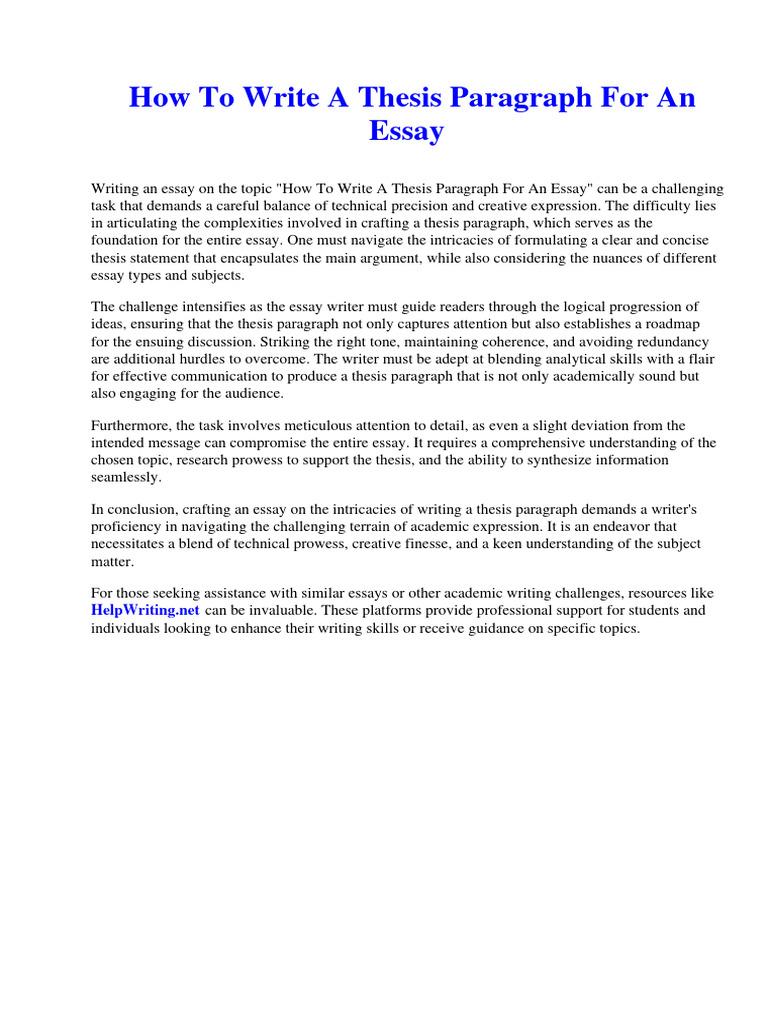 How To Write A Thesis Paragraph For An Essay | PDF | Climate | Oceans