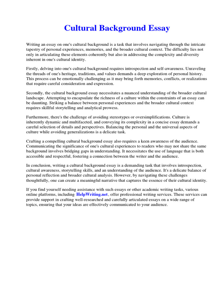 Cultural Background Essay | PDF | Essays | Storytelling