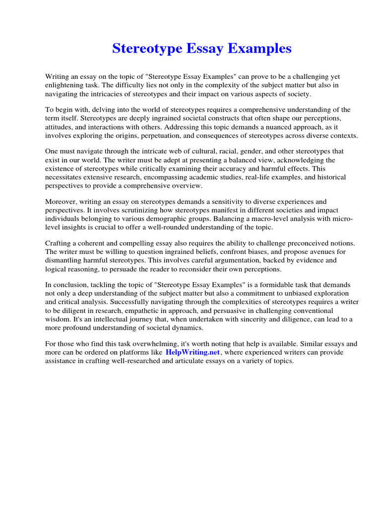 Stereotype Essay Examples | Download Free PDF | Abraham Lincoln ...