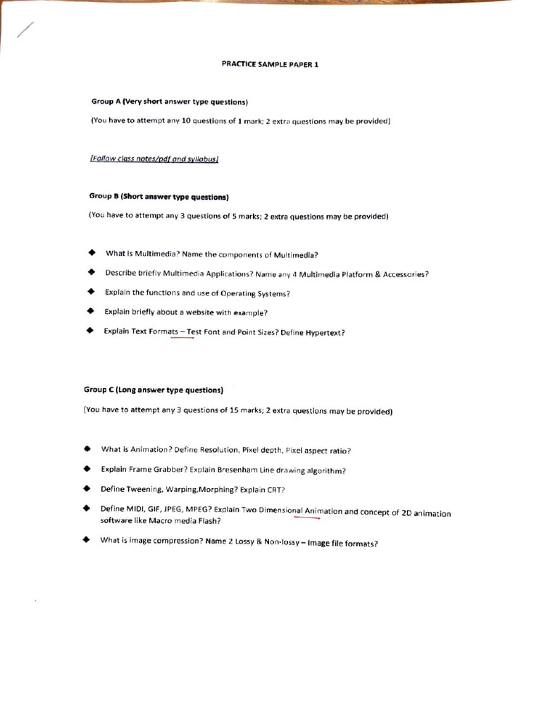 Multimedia Exam Practice Papers | PDF | 3 D Computer Graphics | Computer Graphics