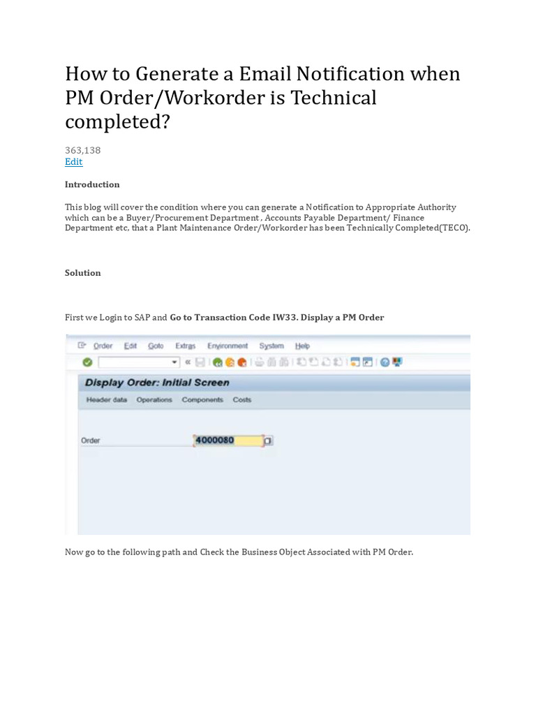 How To Generate A Email Notification When | PDF
