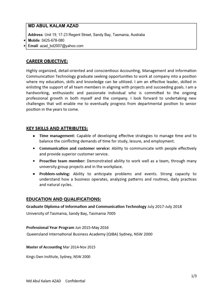 MD Abul Kalam Azad-Resume | PDF | Microsoft Office | Computing