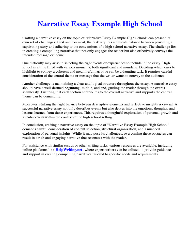 Narrative Essay Example High School | PDF | Genetic Testing | Essays