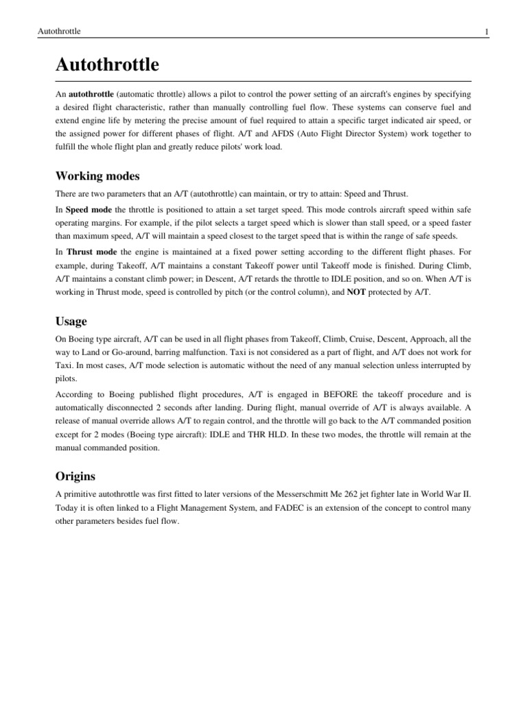 Auto Throttle | PDF | Transport | Aerospace