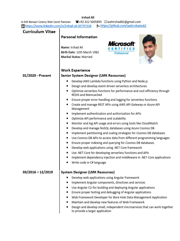 Curriculum Vitae IRSHAD | PDF