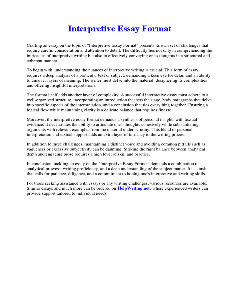 Interpretive Essay Format | PDF | Institutional Revolutionary Party ...