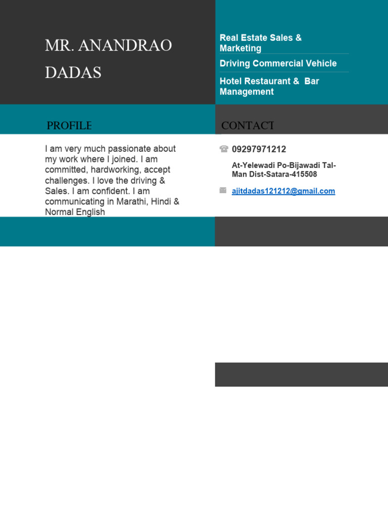 Anandrao Dadas Biodata | PDF