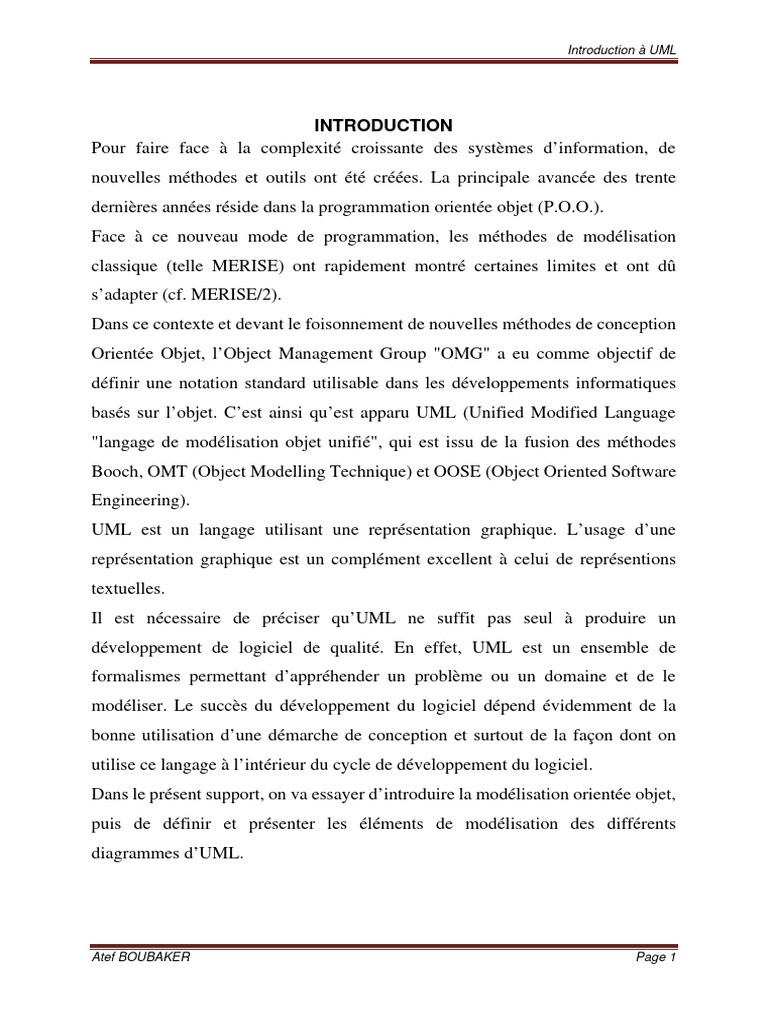 CH1 Introduction Uml | PDF | Langage de Modélisation Unifié | Architecture de logiciel