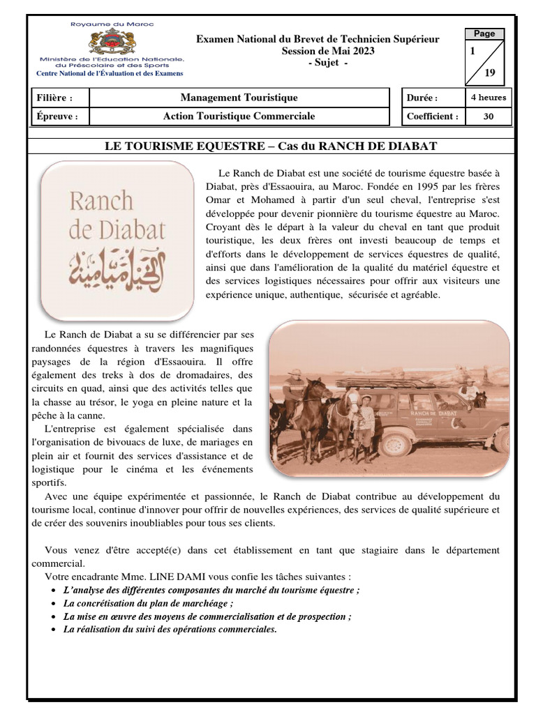 Tourisme Équestre au Ranch de Diabat | PDF | Commercialisation | Chevaux