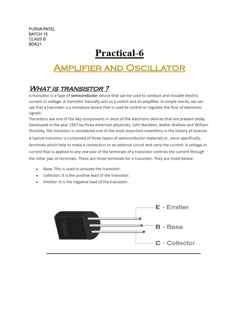 Practical 6 | PDF | Transistor | Bipolar Junction Transistor