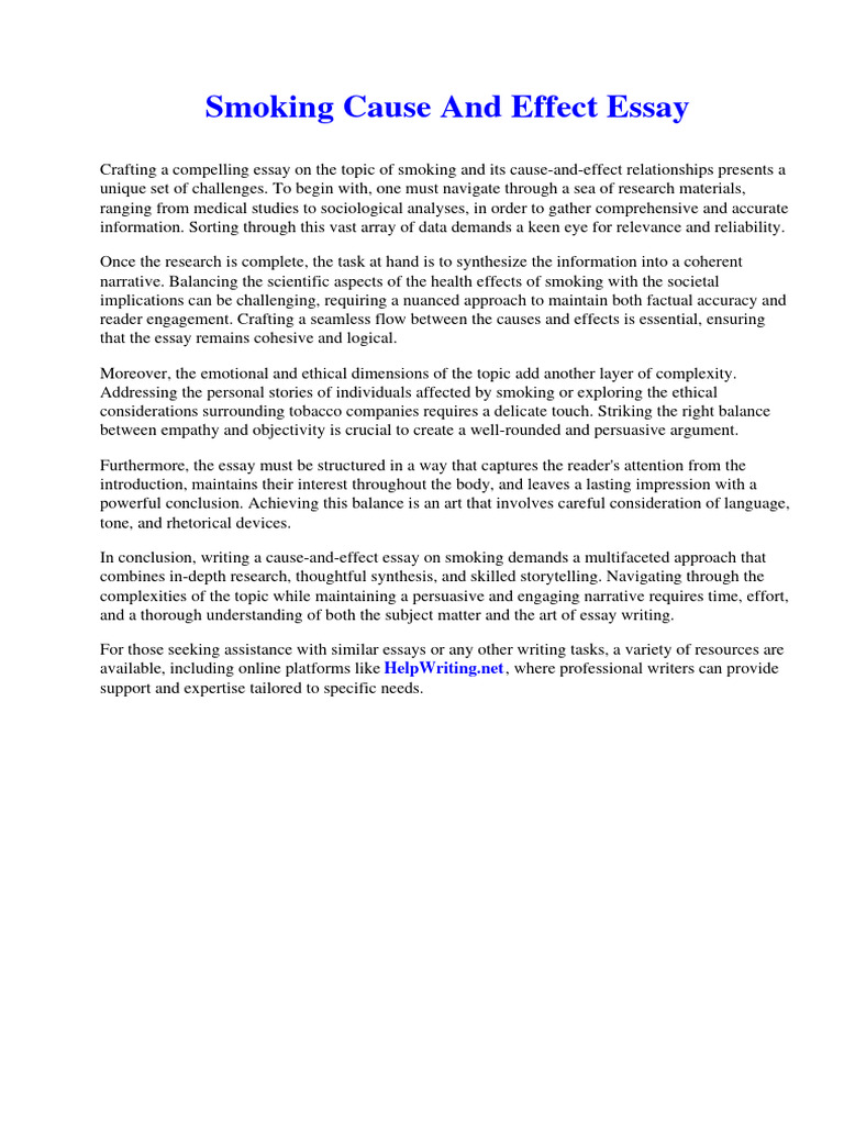 Smoking Cause and Effect Essay | PDF | Gender | Gender Studies