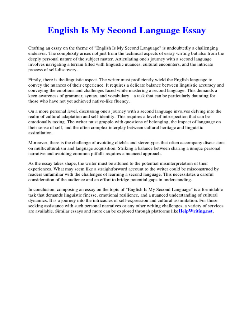 English Is My Second Language Essay | PDF | Brand | Second Language