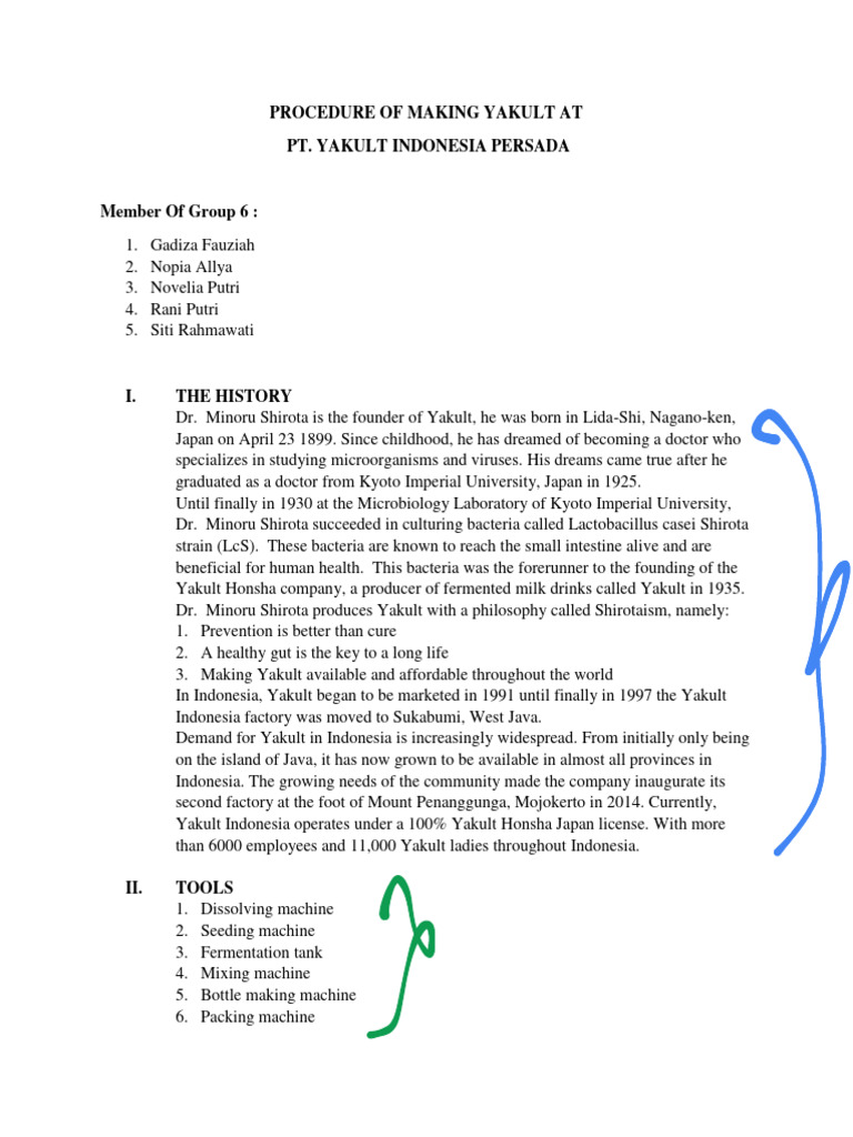 Procedure of Making Yakult | PDF | Milk | Nutrition