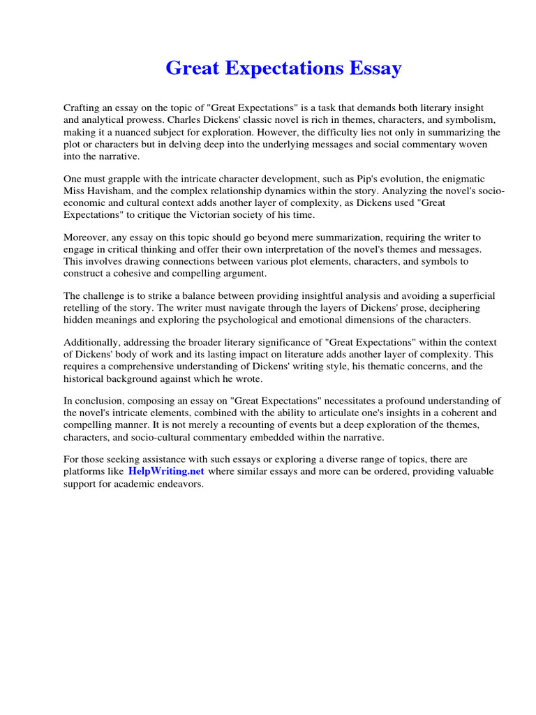 Great Expectations Essay | PDF | Supernova | Physical Sciences