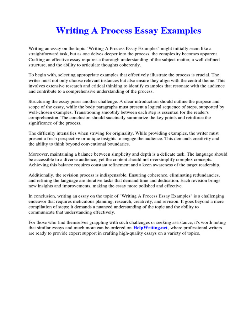 Writing A Process Essay Examples | PDF | Sociology | Essays