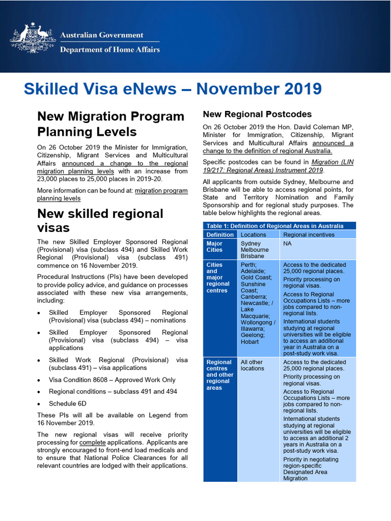 Skilled-Visa-Newsletter-November-2019 | PDF | Travel Visa | Immigration