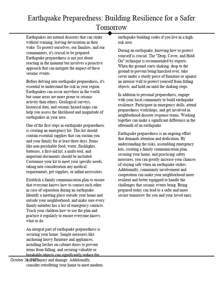 Scaffold 2 Science Article Excerpt Group 8 | PDF | Emergency Management | Earthquakes