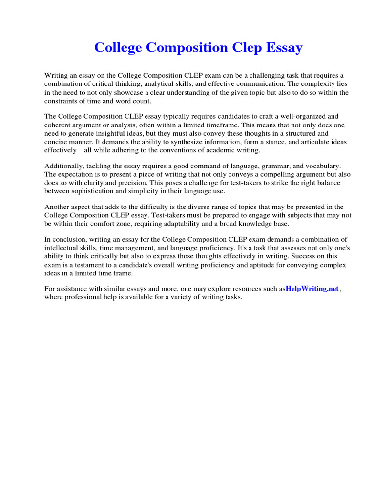 College Composition Clep Essay | PDF | Critical Thinking | Essays