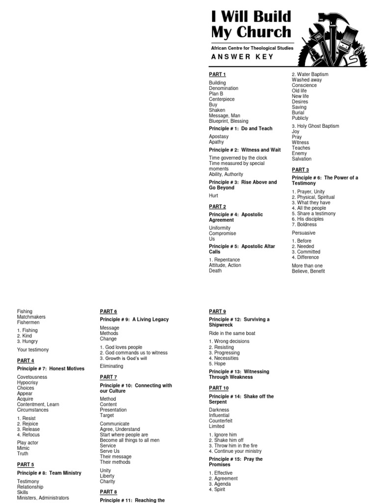 I Will Build My Church - Answer Key | PDF | Baptism | Christian Belief ...