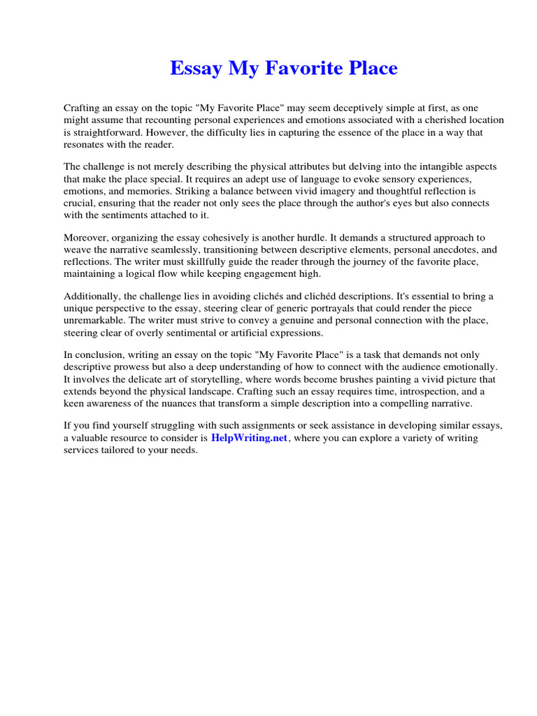 Essay My Favorite Place | PDF