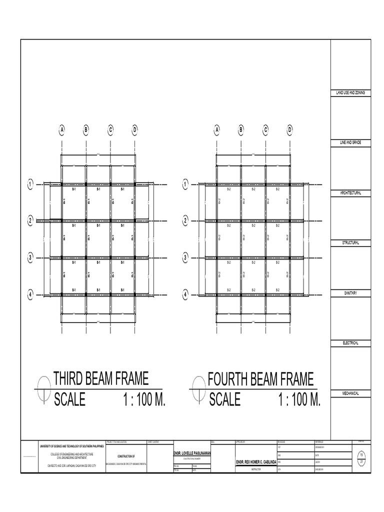 10-Storey Commercial Building Beam Framing Plan (3rd&4th) | PDF | Physical Sciences | Engineering