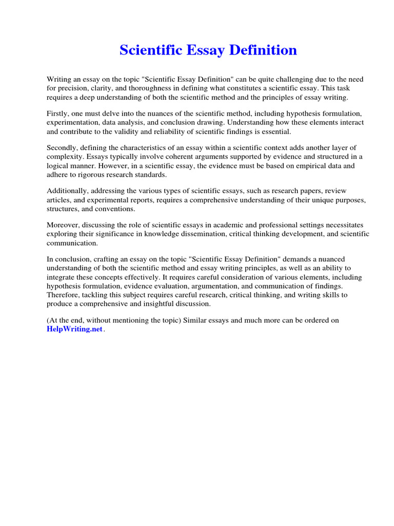 Scientific Essay Definition | PDF | Space Debris | Essays