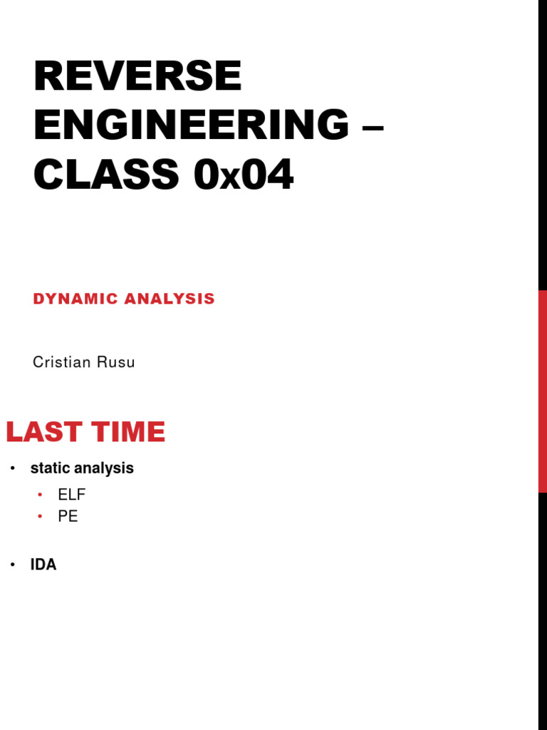 Reverse Engineering (RE) - Class 0x04 | PDF | Software Engineering | Operating System Technology