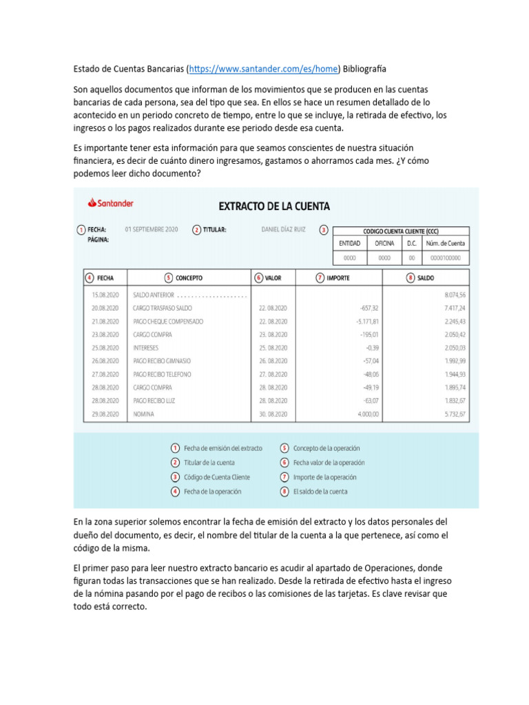 Estado de Cuentas Bancarias | Descargar gratis PDF | Bancos | Contabilidad