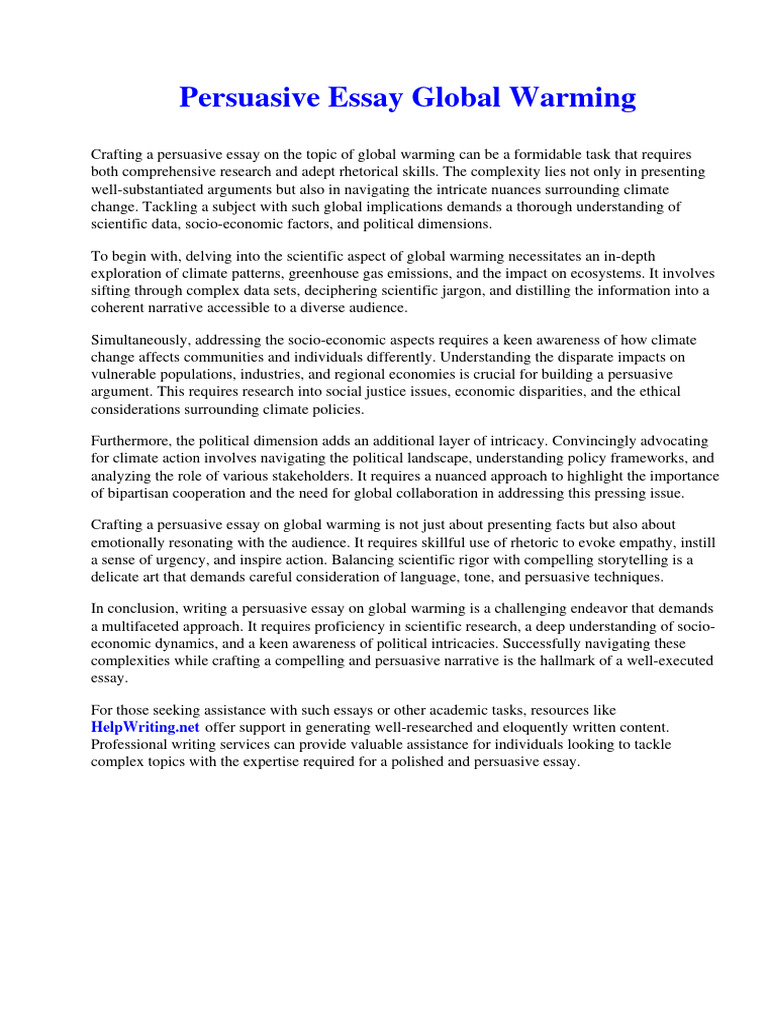Persuasive Essay Global Warming | PDF | Climate Change