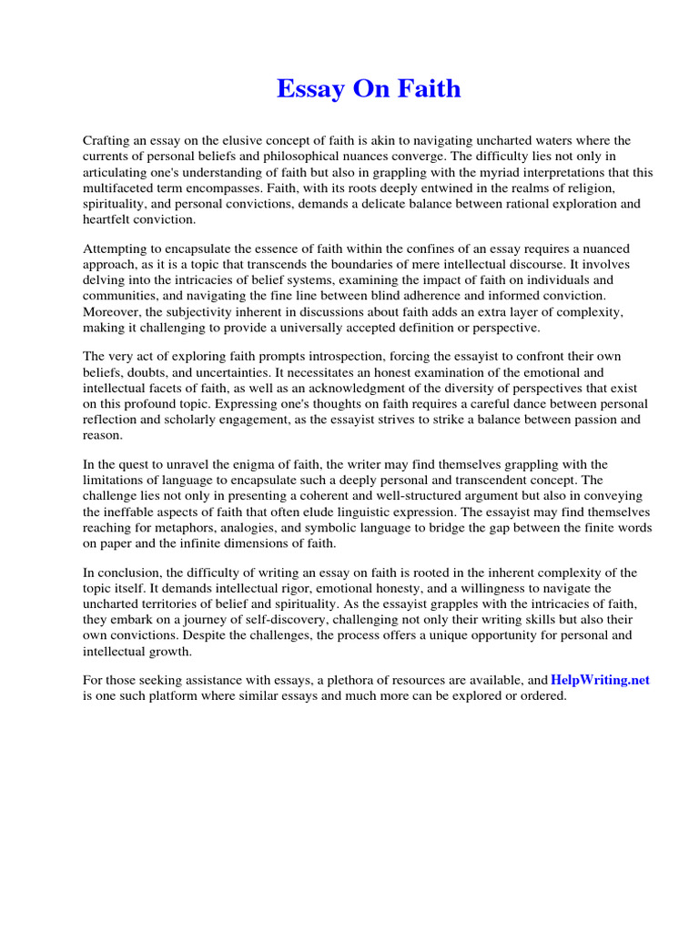 Essay On Faith | Download Free PDF | Faith