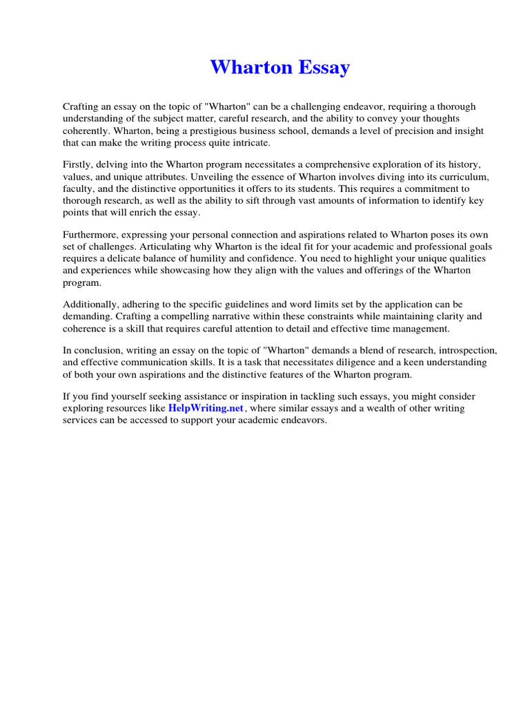 Wharton Essay | PDF | Pope | Text Messaging