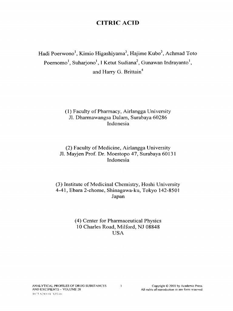 Citric Acid | PDF | Solubility | Citric Acid Cycle