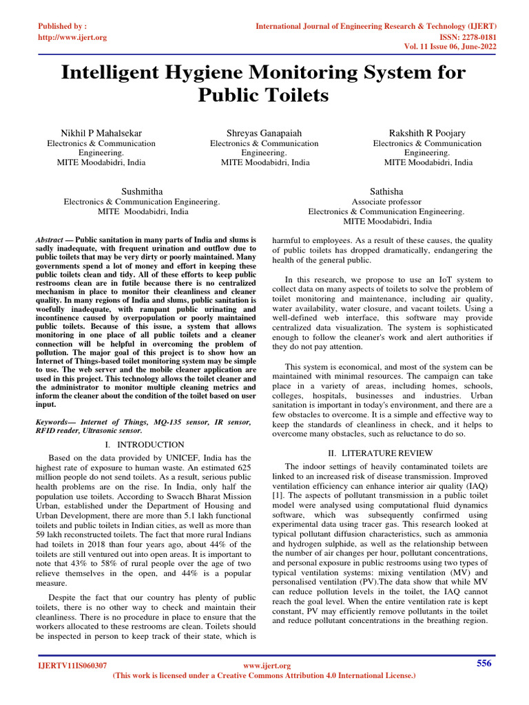 Intelligent Hygiene Monitoring System For Public Toilets ...