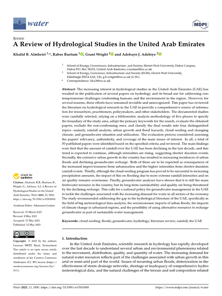 A Review of Hydrological Studies UAE | PDF | Precipitation | Flood