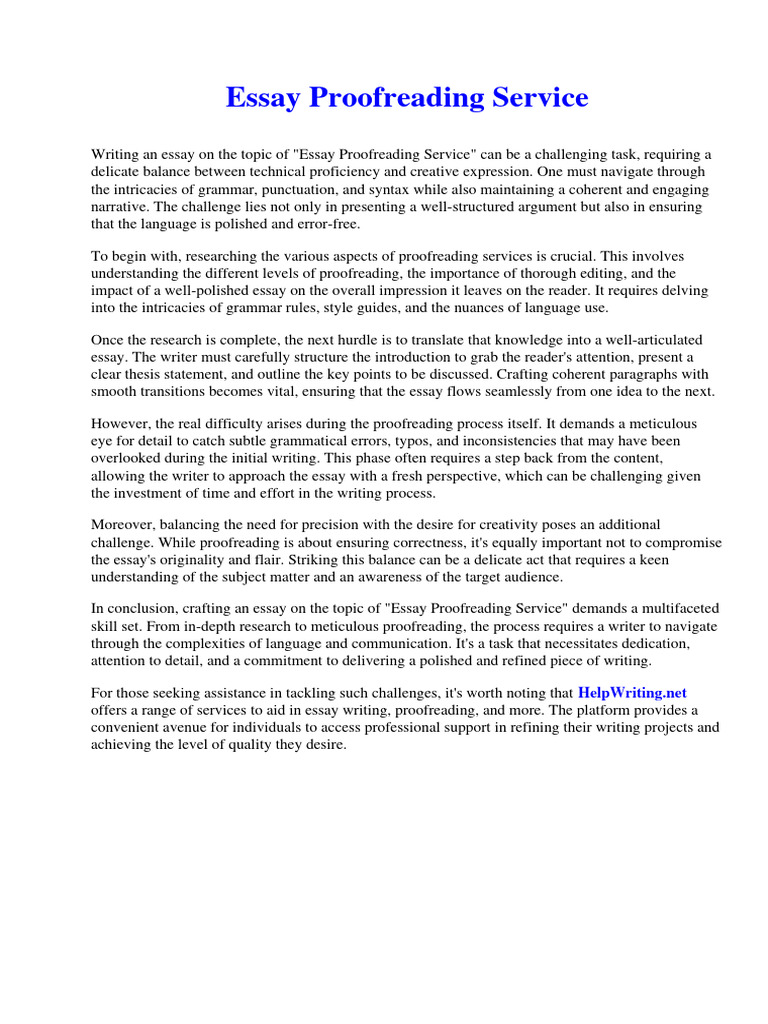Essay Proofreading Service | PDF | Social Work | Proofreading