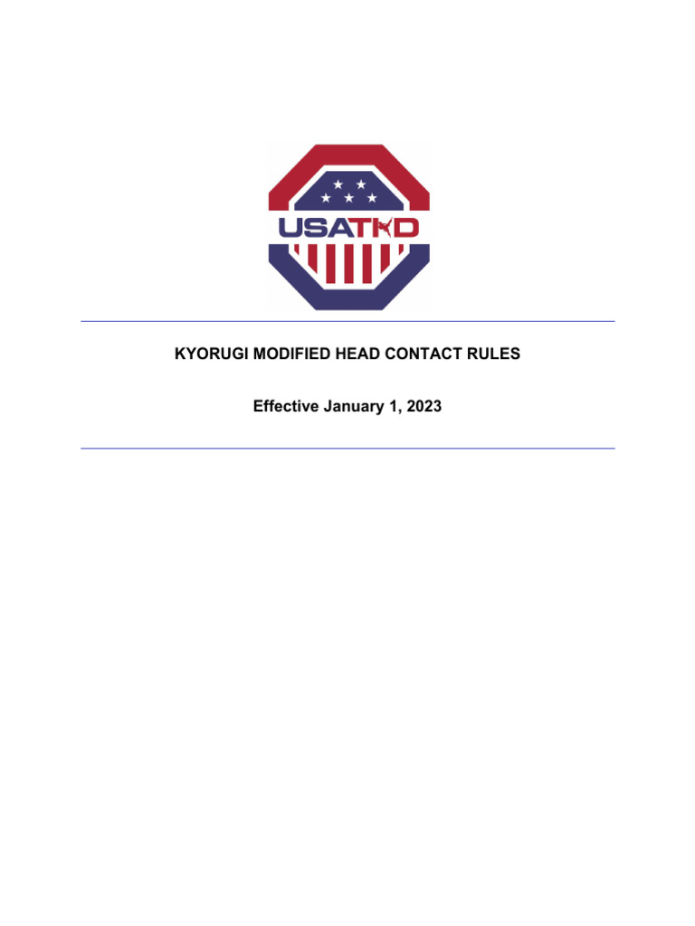 2023 USATKD Kyorugi Rules - Modified Head Contact | PDF | Taekwondo ...