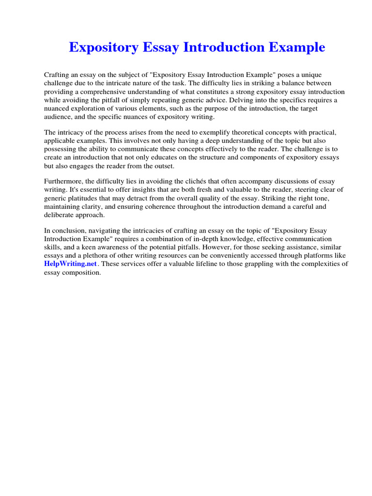 Expository Essay Introduction Example | PDF | Essays | Loans