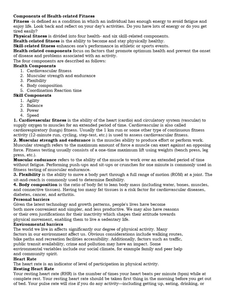 Peh Reviewer First Quarter | PDF | Physical Fitness | Heart Rate
