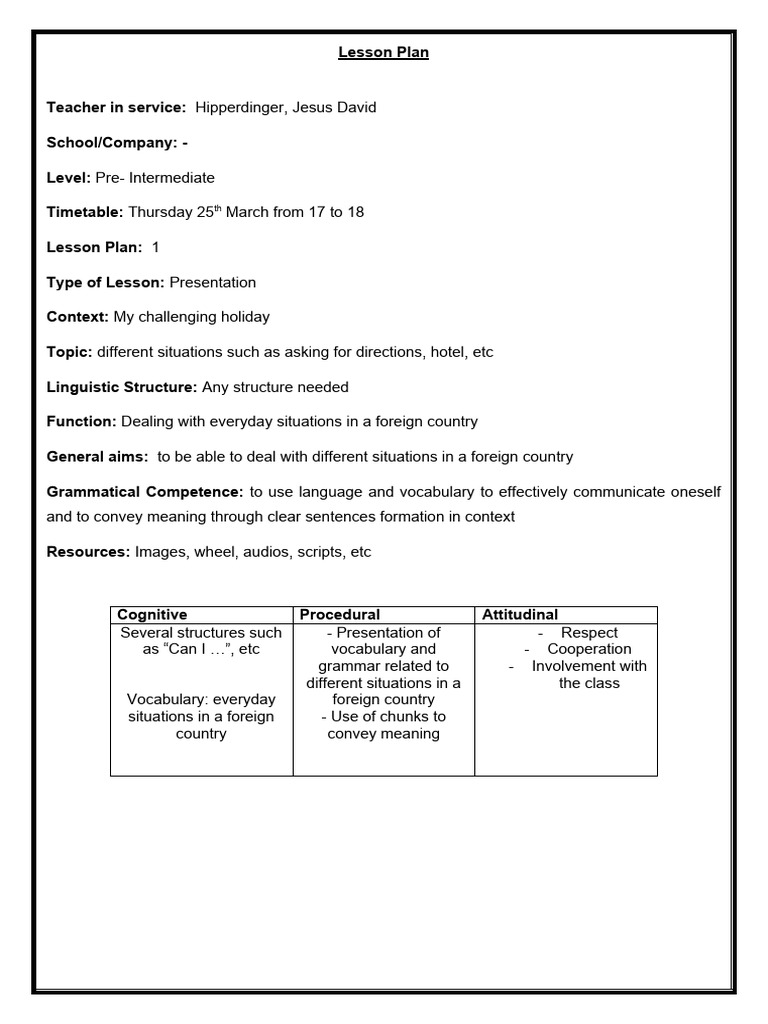 Lesson Plan Interview | PDF | Vocabulary | Linguistics