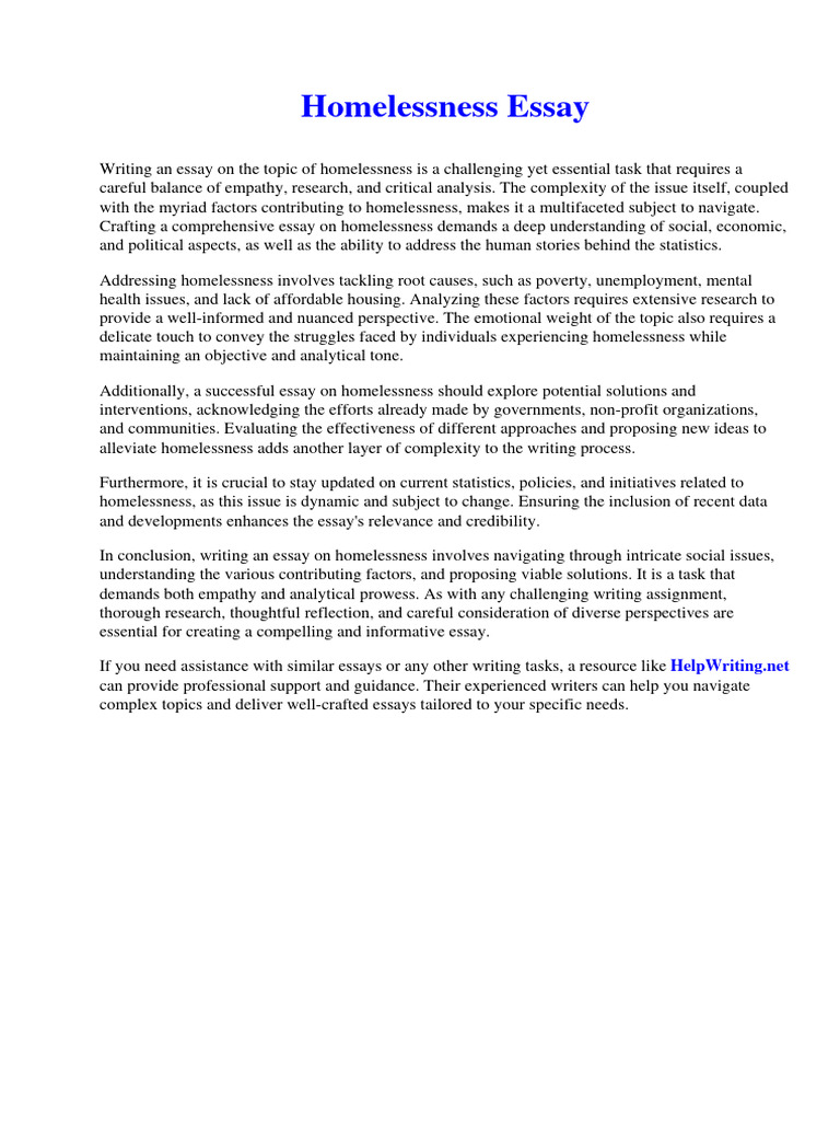 Homelessness Essay | Download Free PDF | Laos