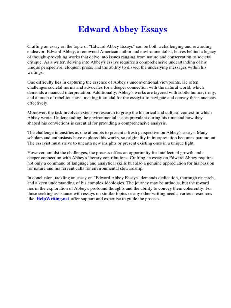 Edward Abbey Essays | PDF | Sigmund Freud | Azerbaijan