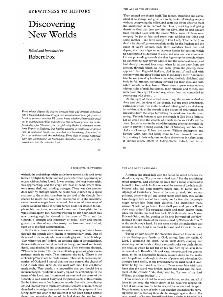Eyewitness To History - The Murder of Thomas Becket | PDF