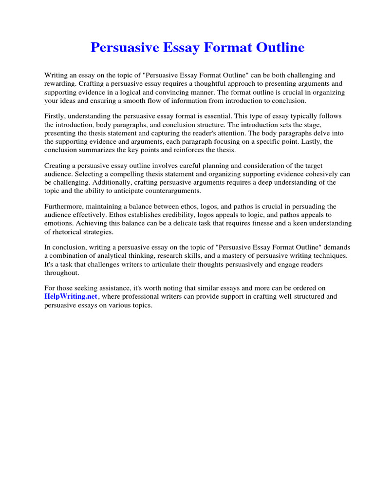 Persuasive Essay Format Outline | PDF | In Vitro Fertilisation | Essays