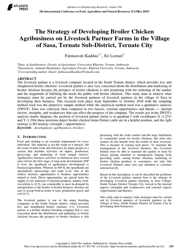 The Strategy of Developing Broiler Chicken Agribus | PDF | Swot ...