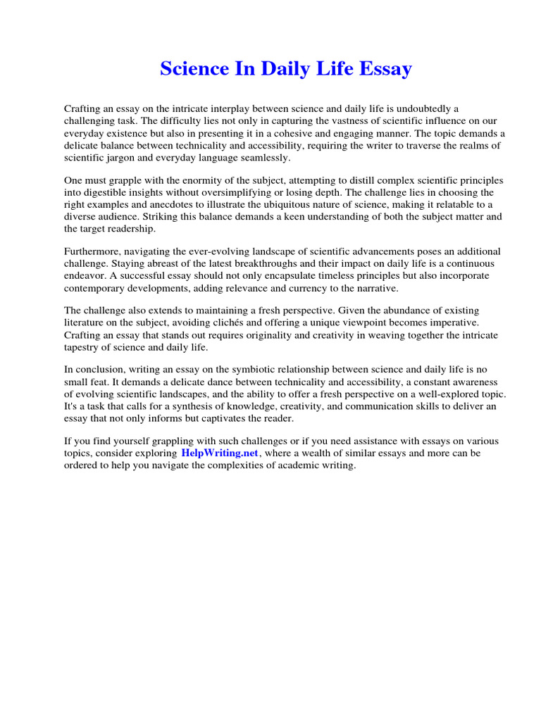 Science in Daily Life Essay | PDF | List Price | Essays