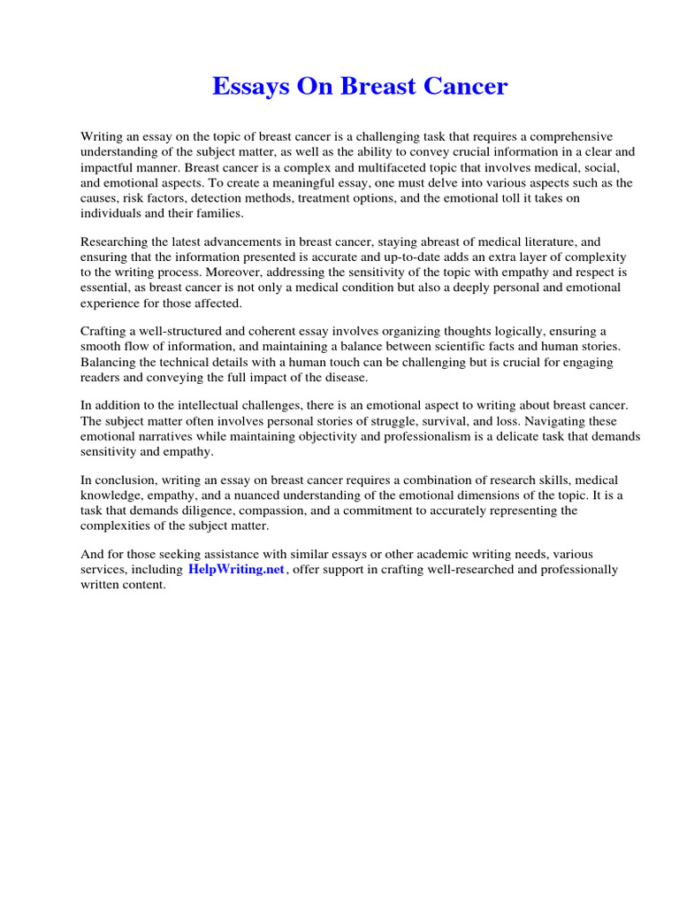 Essays On Breast Cancer | PDF